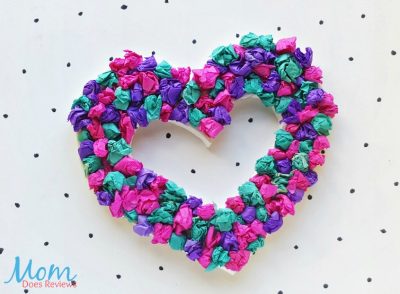 Tissue Paper Heart Wreath #Craft - Mom Does Reviews