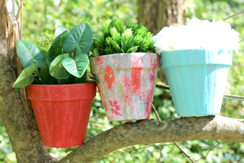 Upcycled Decoupage Clay Flower Pots - Mom Does Reviews