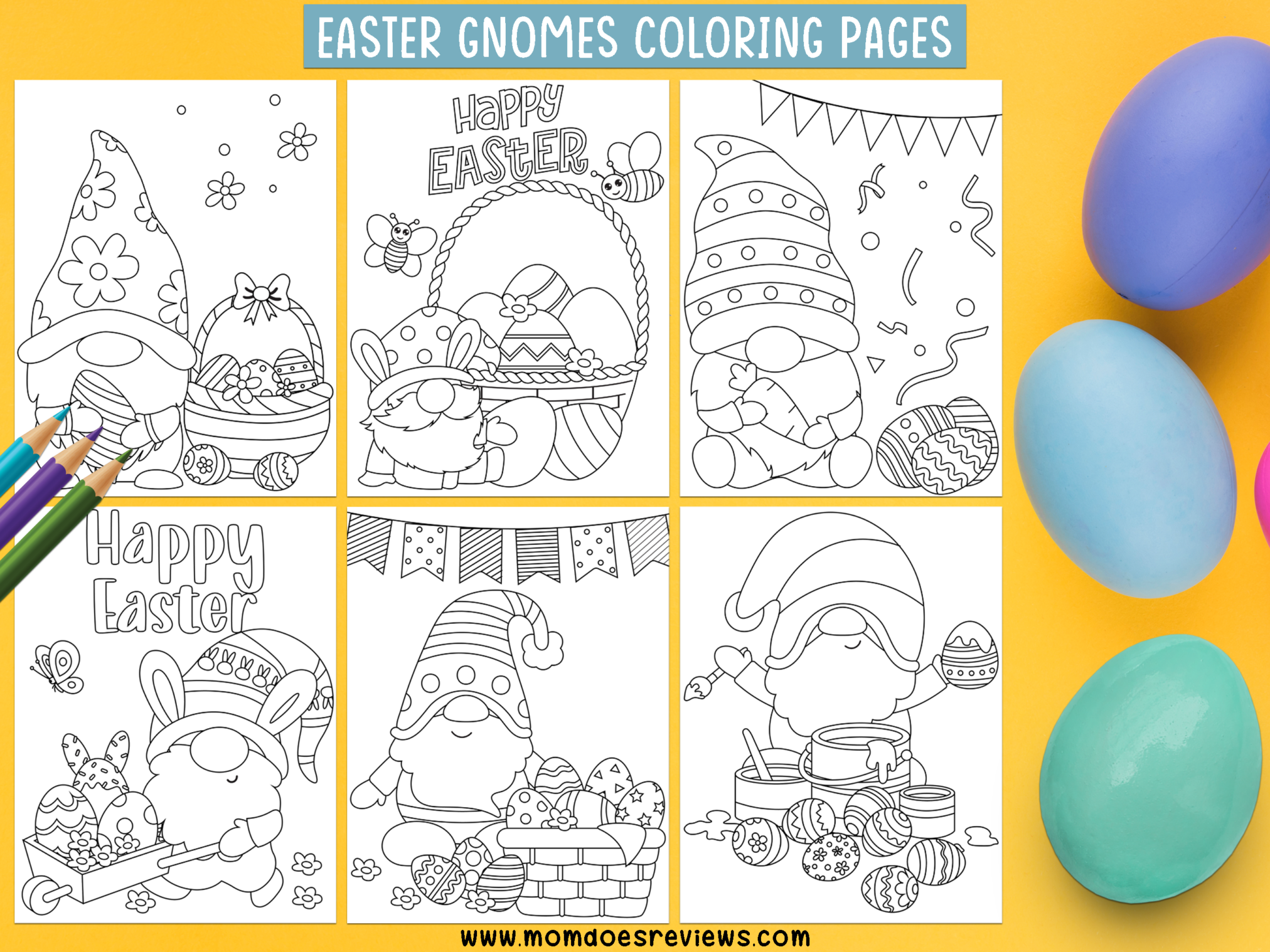 Easter Gnomes Coloring Pages - Mom Does Reviews
