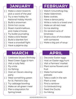 Printable Monthly Family Activities for a Remarkable Year! - Mom Does ...