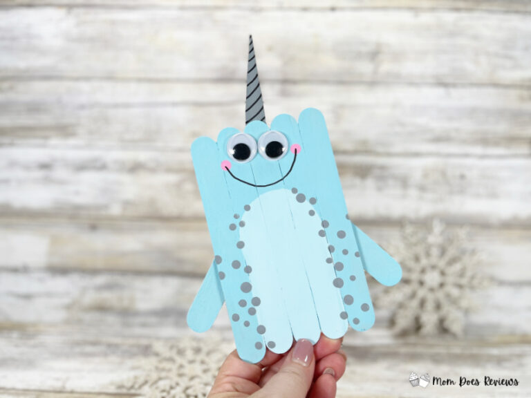 Dollar Store Craft Stick Narwhal Craft for Kids - Mom Does Reviews