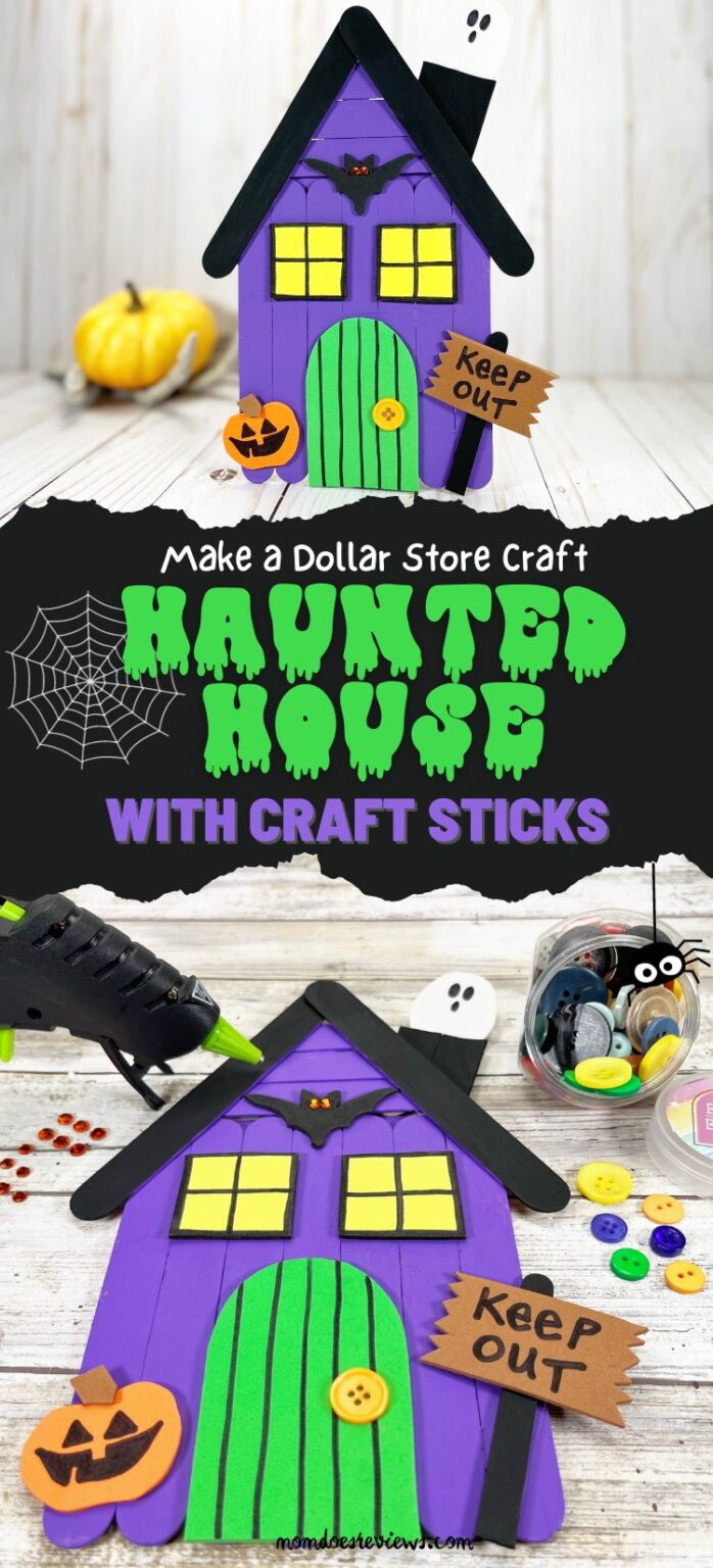 Dollar Store Craft Stick Haunted House - Mom Does Reviews