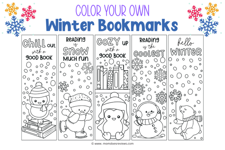 Print and Color Your Own Winter Bookmarks - Mom Does Reviews