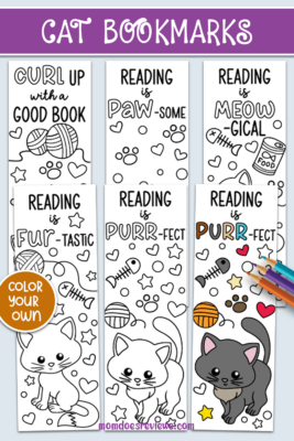 Printable Color Your Own Kitty Cat Bookmarks - Mom Does Reviews