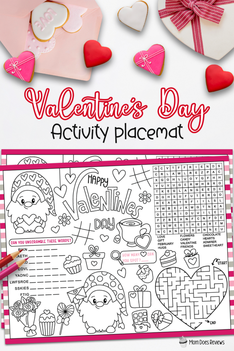 Free Printable Valentine's Activity Placemat - Mom Does Reviews