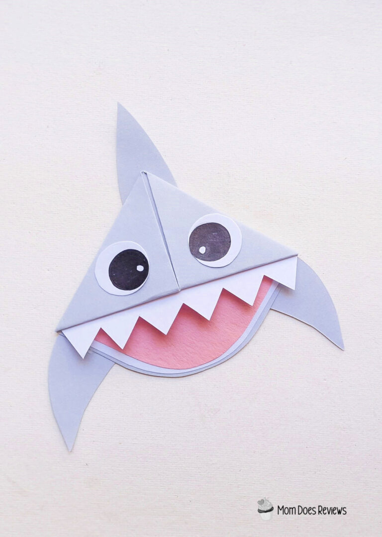 Papercraft Shark Corner Bookmark Craft - Mom Does Reviews