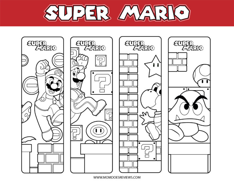 Super Mario Color Your Own Bookmarks - Free Printable - Mom Does Reviews