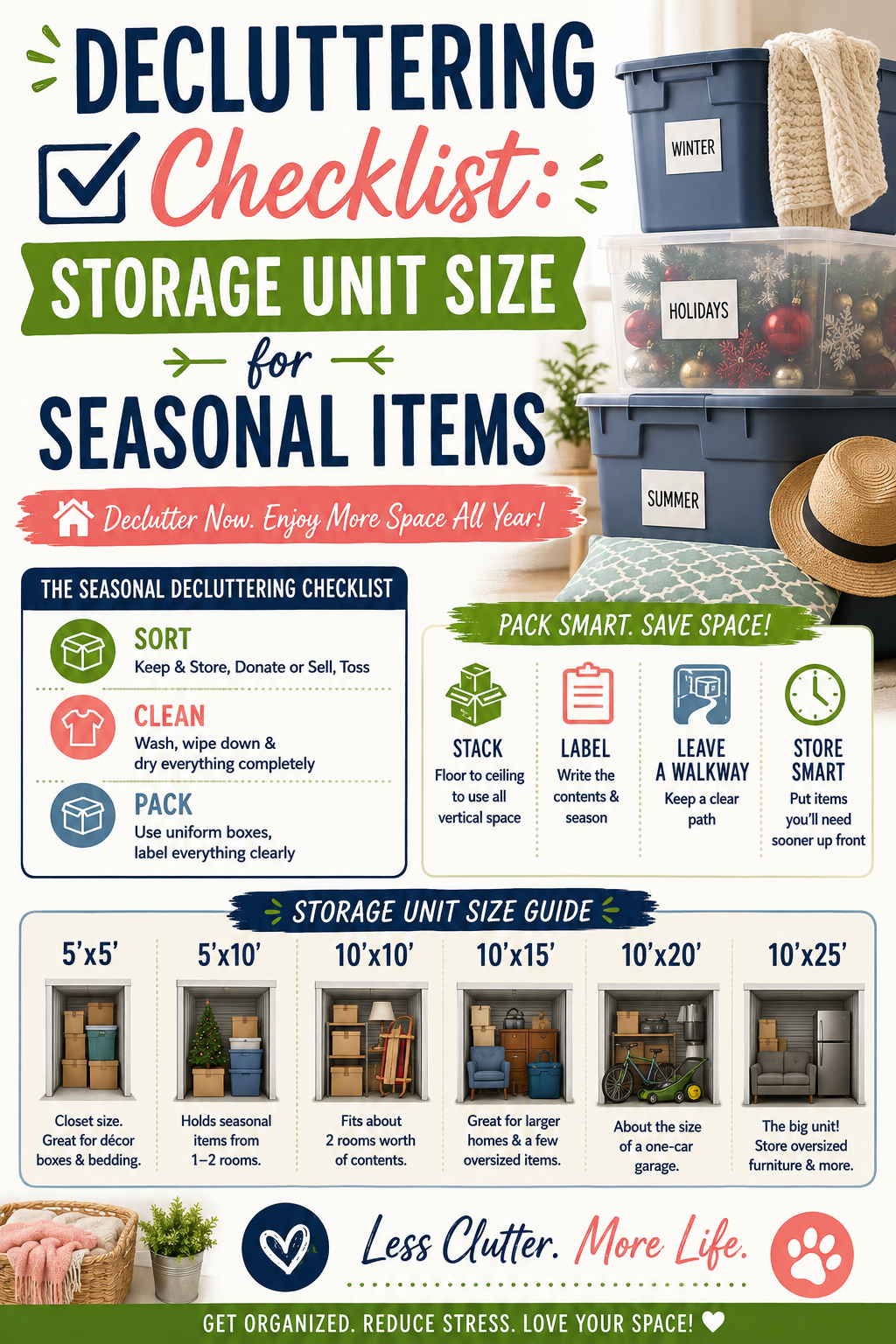 Decluttering Checklist: Storage Unit Size for Seasonal Items - Mom Does ...